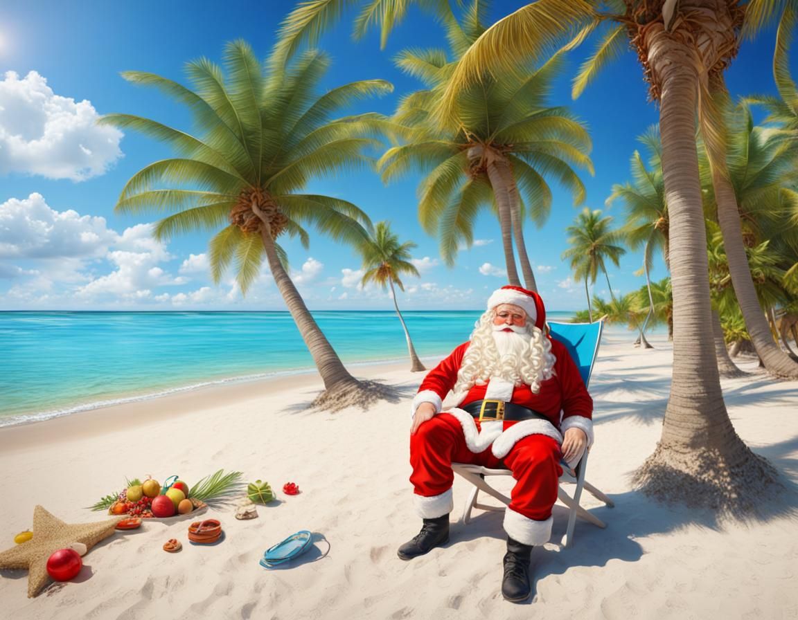 Santa resting on a Caribbean - AI Generated Artwork - NightCafe Creator