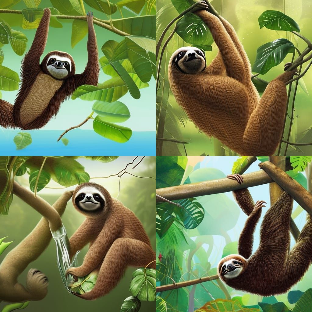 Sloths clawing at spiders stealing food from their jungle tower that ...