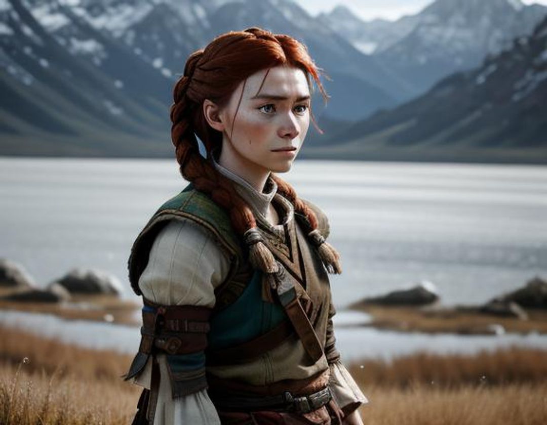 photograph 4k hdr of real life aloy cosplay girl a wonderful emotional ...