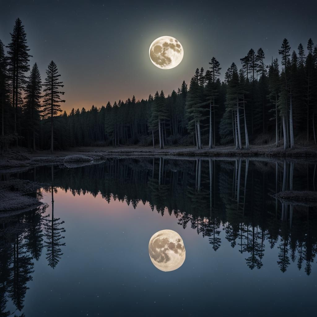 Full moon reflections - AI Generated Artwork - NightCafe Creator