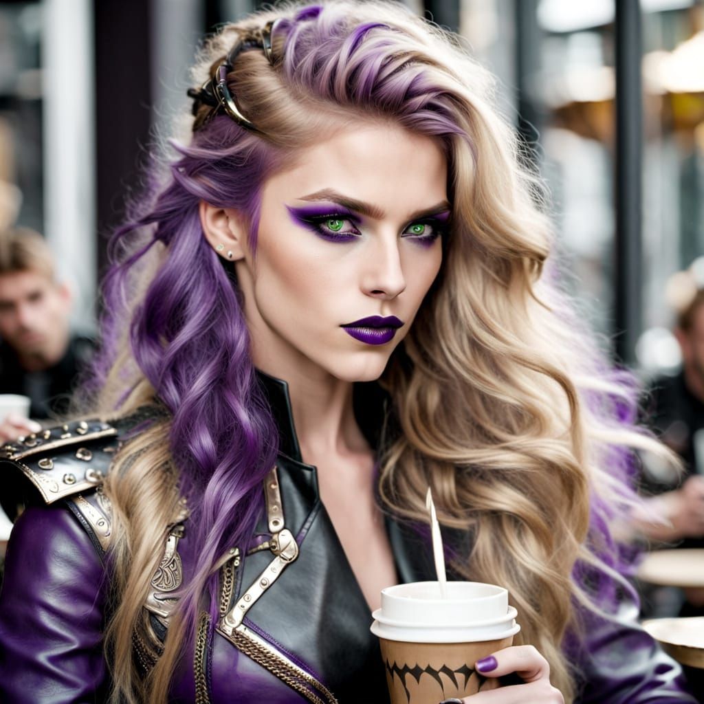 Golden Valkyrie in Biker Chic - AI Art