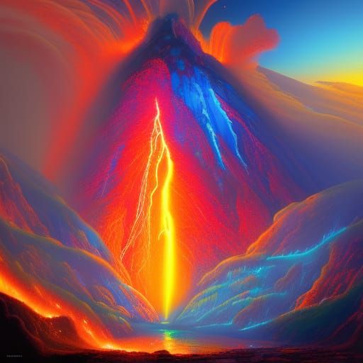 Neon Volcano - AI Generated Artwork - NightCafe Creator