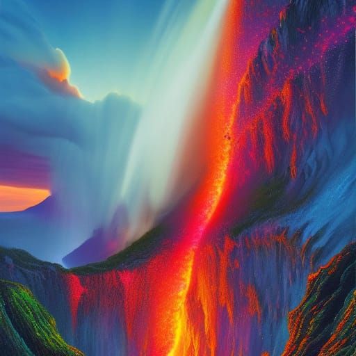 Neon Volcano - AI Generated Artwork - NightCafe Creator