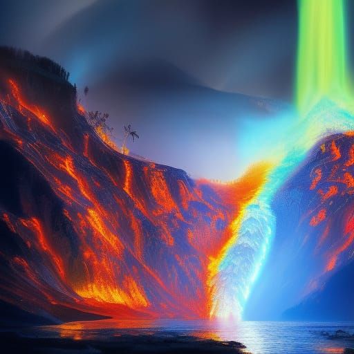 Neon Volcano - AI Generated Artwork - NightCafe Creator