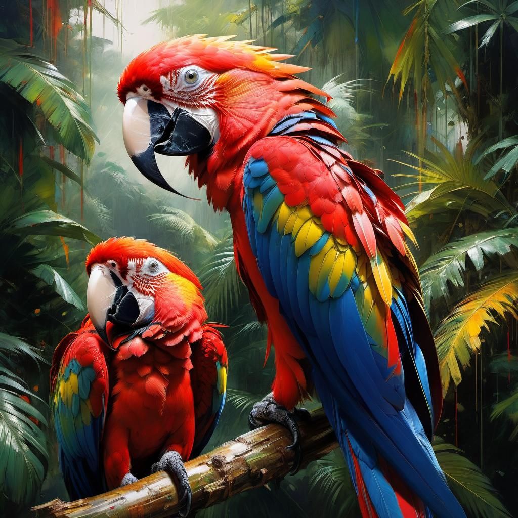 Scarlet Macaws - AI Generated Artwork - NightCafe Creator