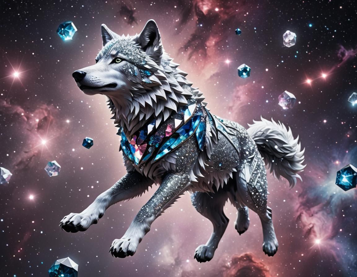 Crystal Wolf in Space - AI Generated Artwork - NightCafe Creator
