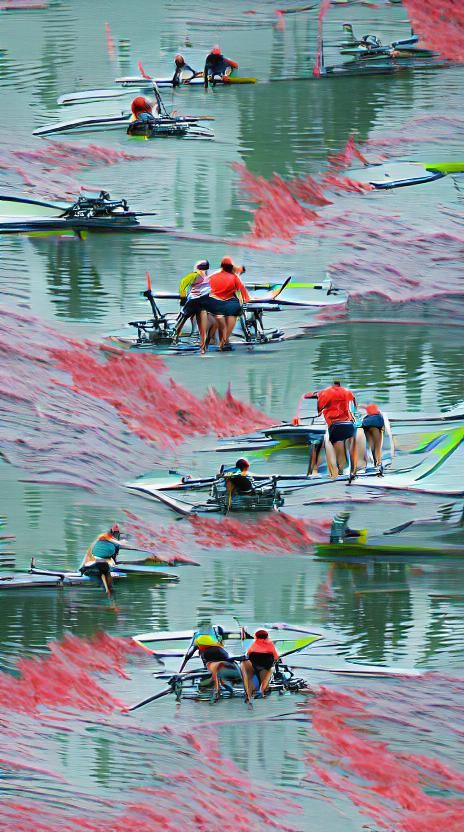 The danger must be growing for the rowers keep on rowing. And they're ...