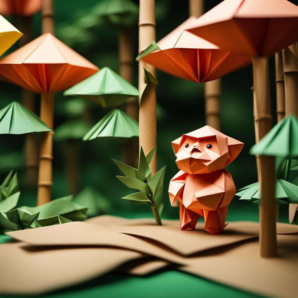 Origami paper folds papercraft, made of paper, stationery, 8K ...