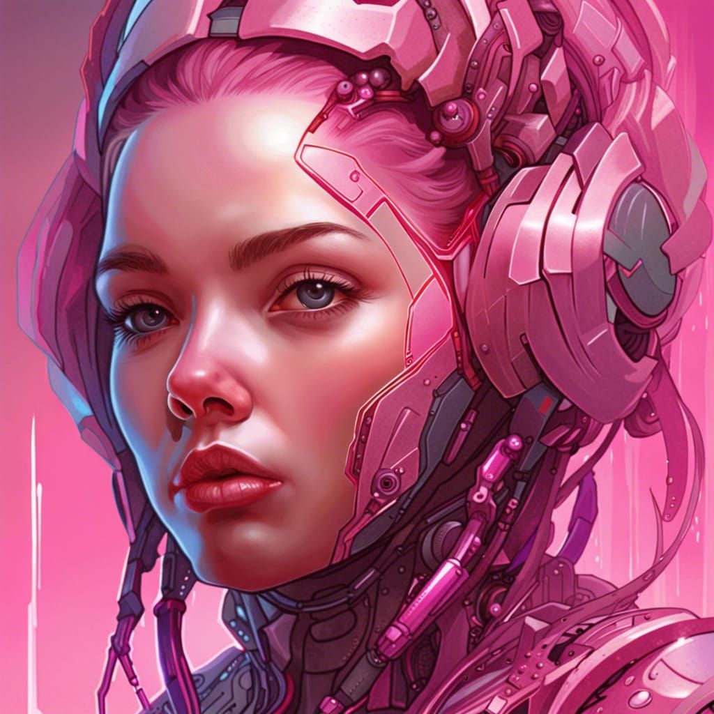 CYBORG in a PINK COLORED world - AI Generated Artwork - NightCafe Creator