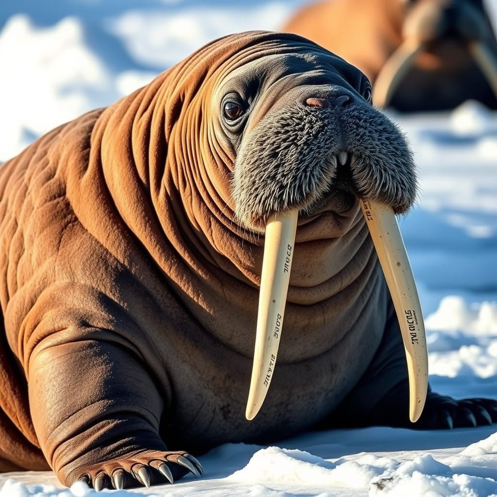 Walrus Walrus, the mighty mammal of the Arctic seas, draped in blubbery ...
