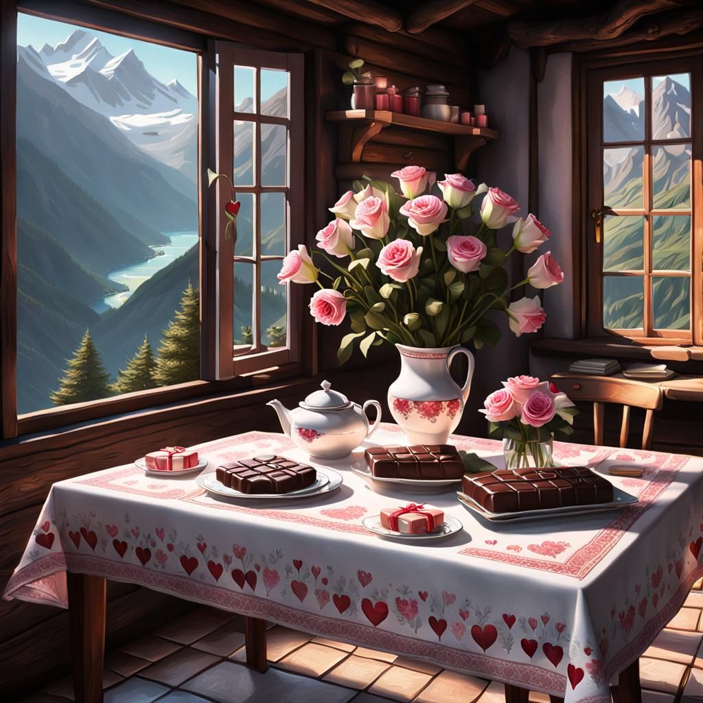 Chocolates and roses - AI Generated Artwork - NightCafe Creator