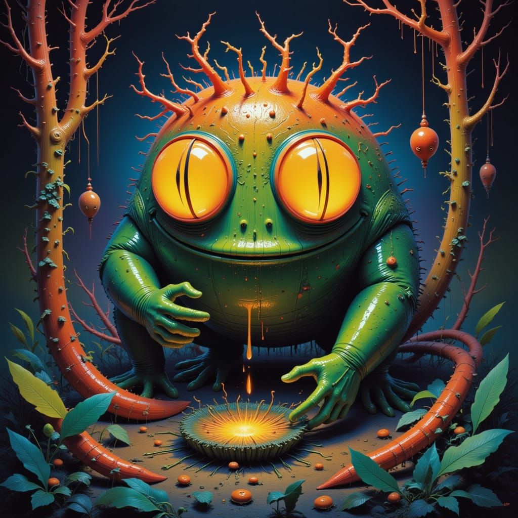The Toad - Vibrant Toad Goddess in a H...