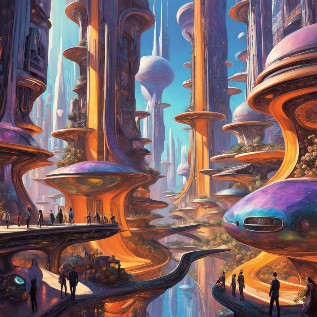 Virtual utopia - Sleek Cyberpunk Cityscape of a Virtual Uto...