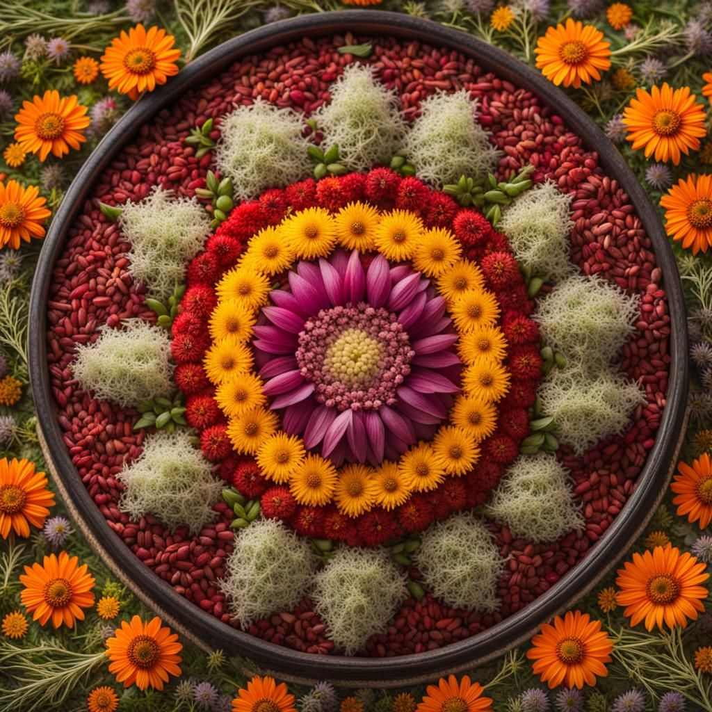 Mandala made out of herbs, spices and flowers - AI Generated Artwork ...