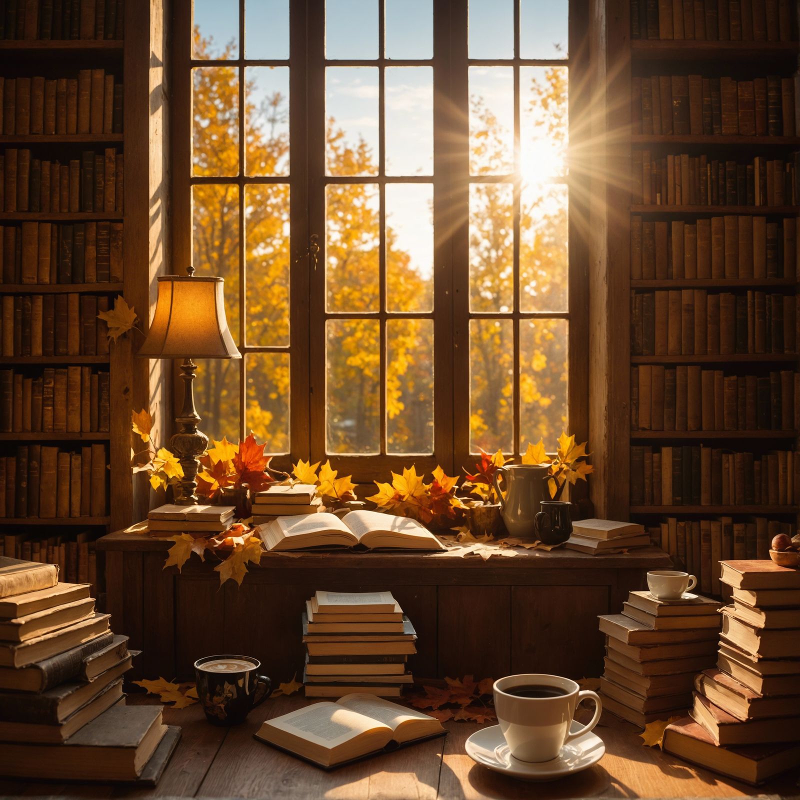 Autumn Library - AI Generated Artwork - NightCafe Creator