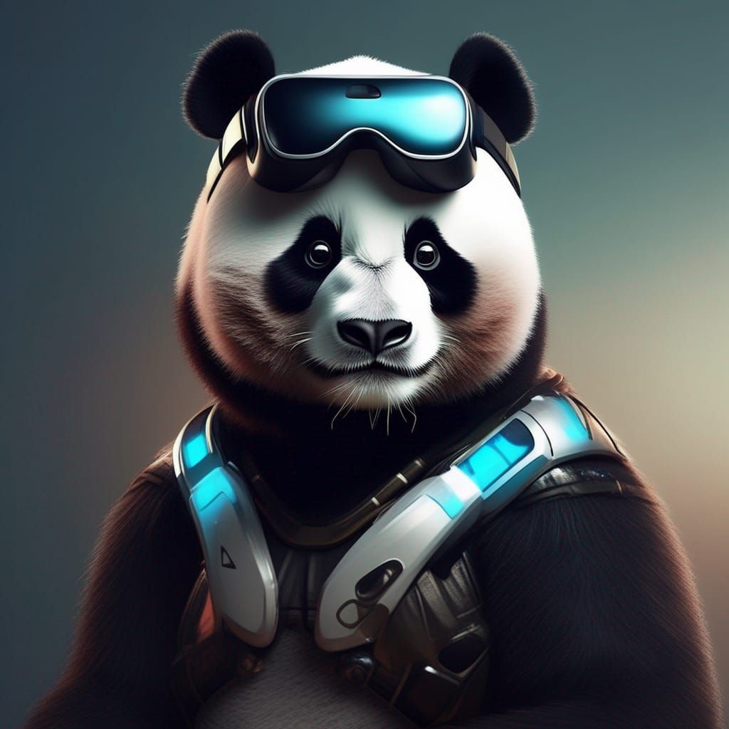 a panda with a vr head set, 8k resolution concept art - AI Generated ...
