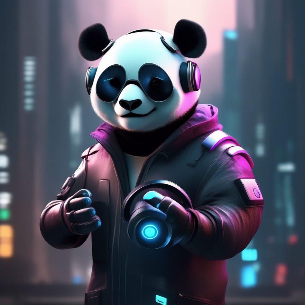 a panda with a vr head set, 8k resolution concept art - AI Generated ...