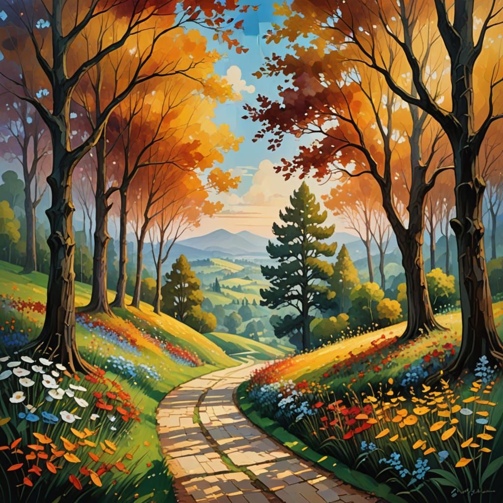 A beautiful landscape, painting by Leonid Afremov, Studio Ghibli ...