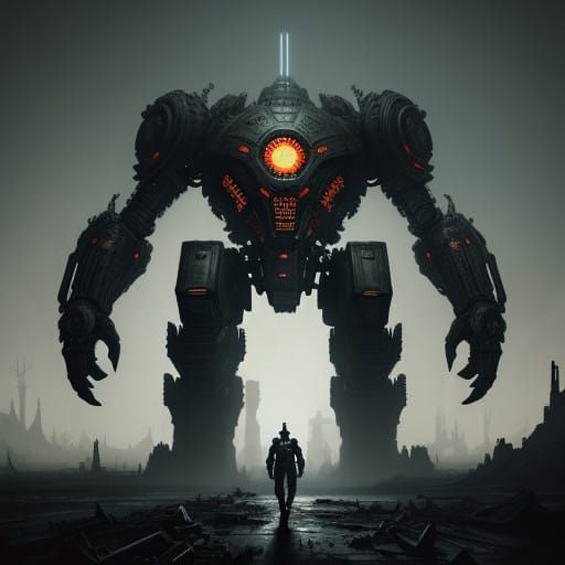 Alien War Machine - Cybernetic War Machine in Desolate Waste...