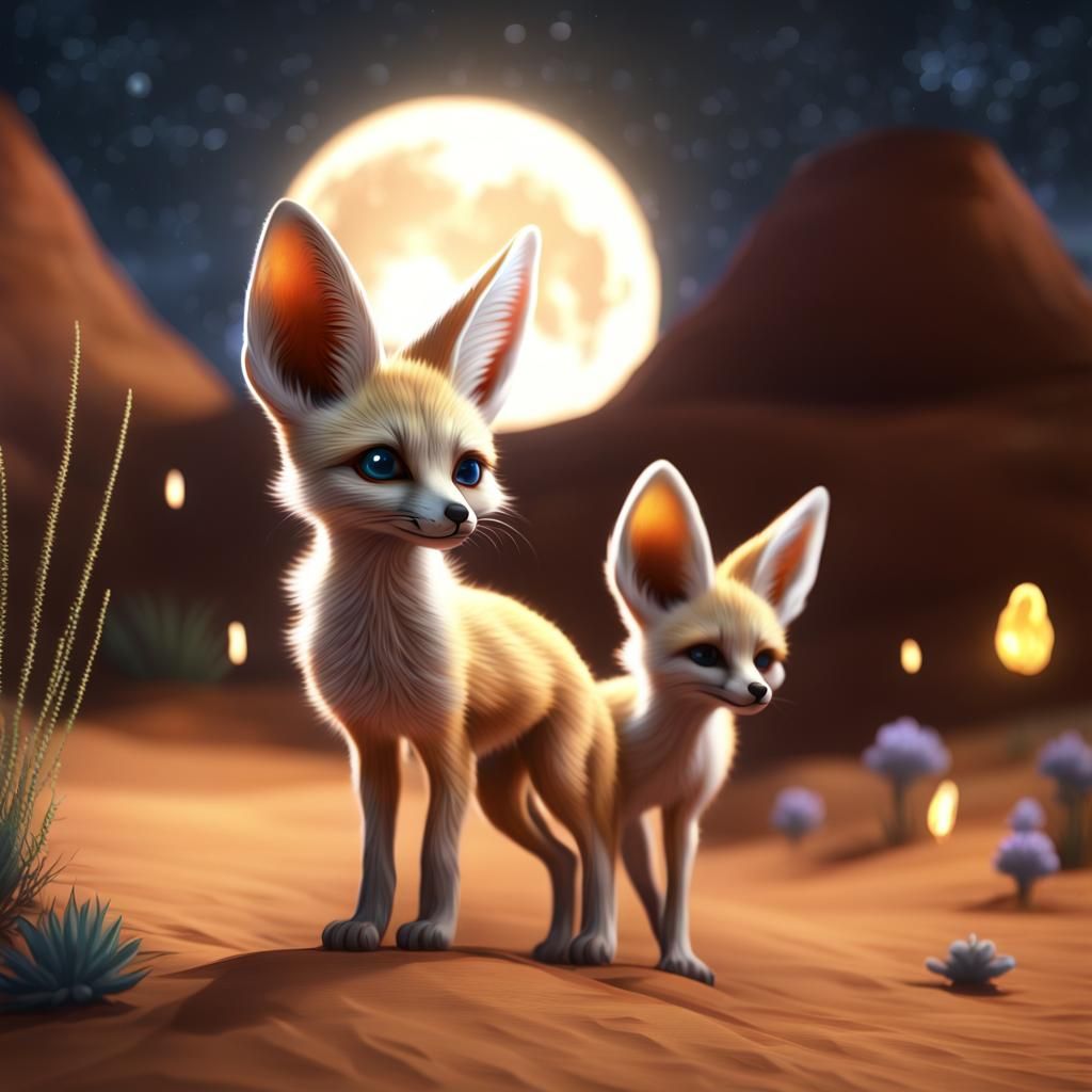 Fennec Fox Siblings - AI Generated Artwork - NightCafe Creator