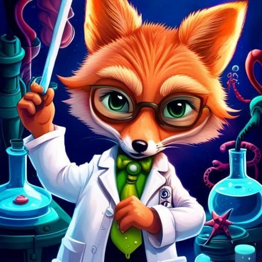 Crazy Fox Scientist - AI Generated Artwork - NightCafe Creator