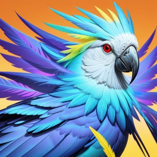 Vibrant Cockatoo Gallerita in Hyperreal Anime Styl... - AI Art