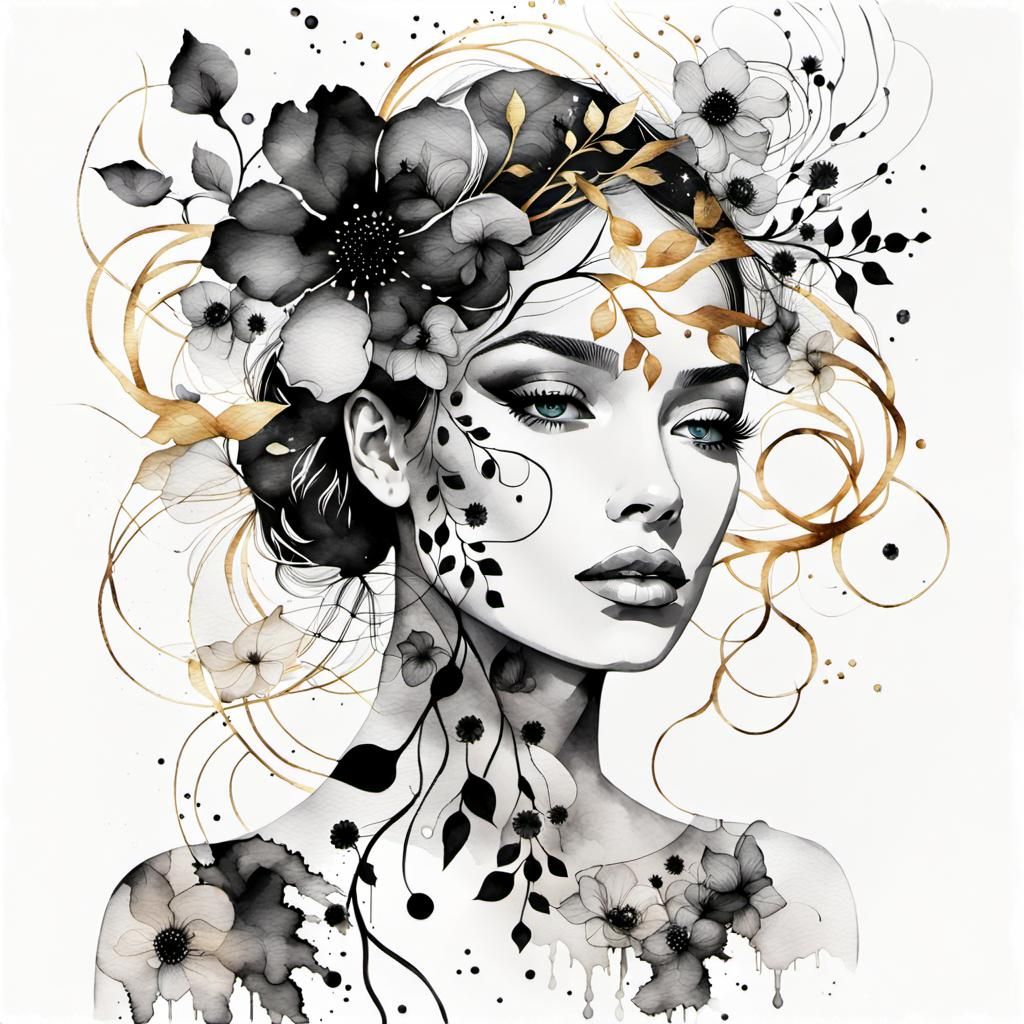 Woman in Ink - AI Generated Artwork - NightCafe Creator