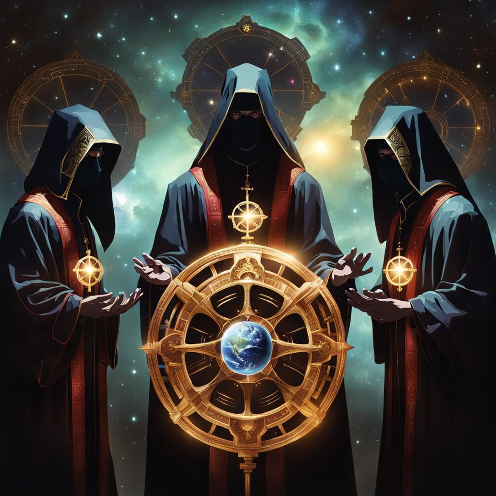 The three mysterious priests of a world lost in a distant galaxy - AI ...