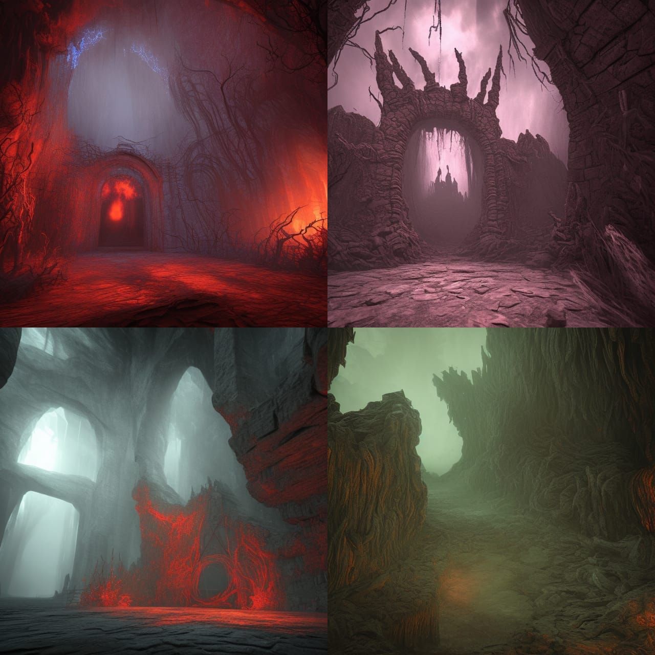 a portal to hell in the middle of new York, 3D shading volumetric ...