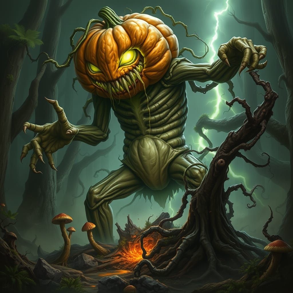 Grotesque Vegetable Man in Cyberpunk Style - AI Art