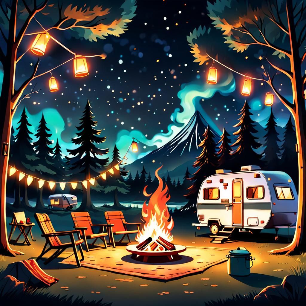 Campfire and Camping - AI Generated Artwork - NightCafe Creator