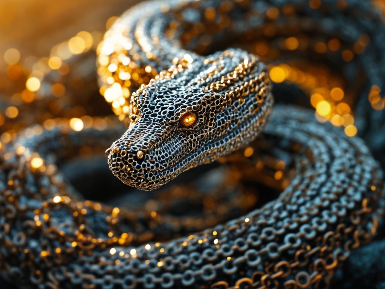 Chain Snake - Chain Serpent in Golden Hour