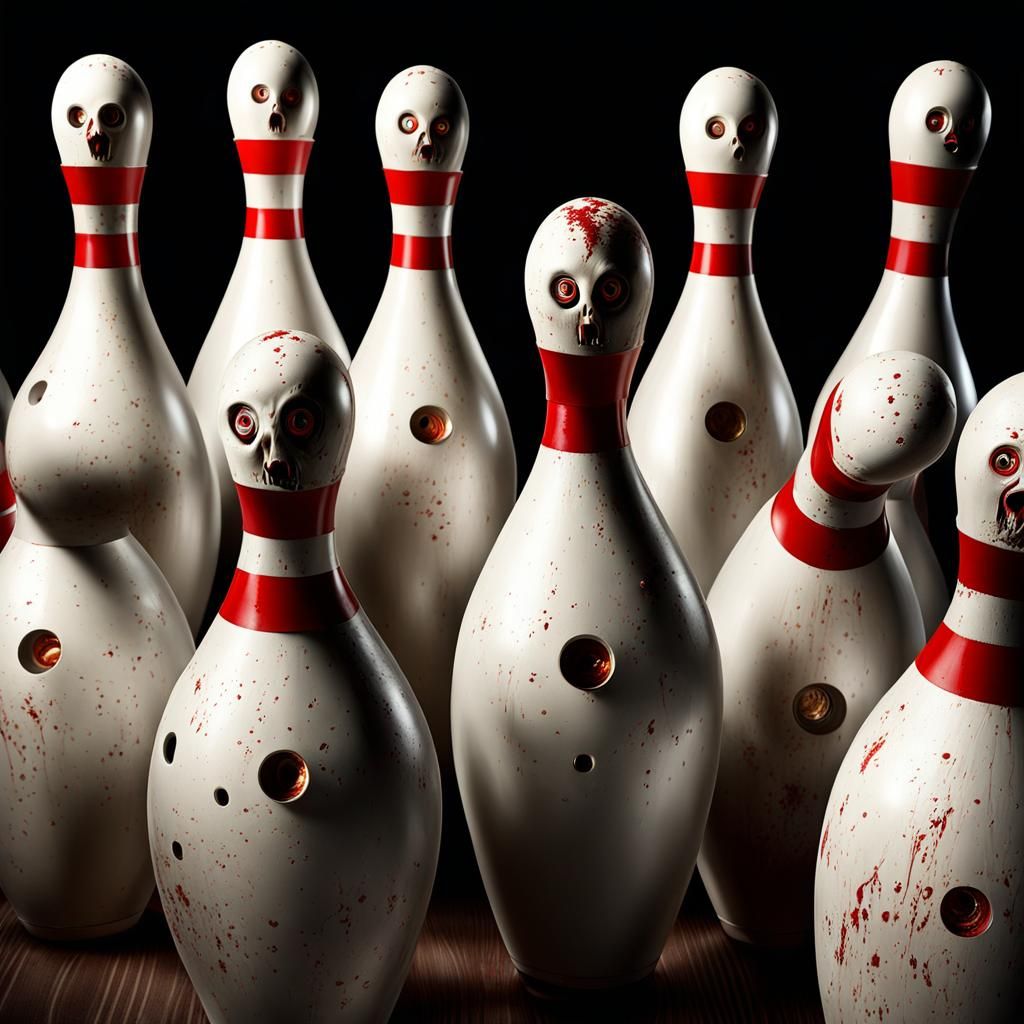 Zombie bowling pins - AI Generated Artwork - NightCafe Creator