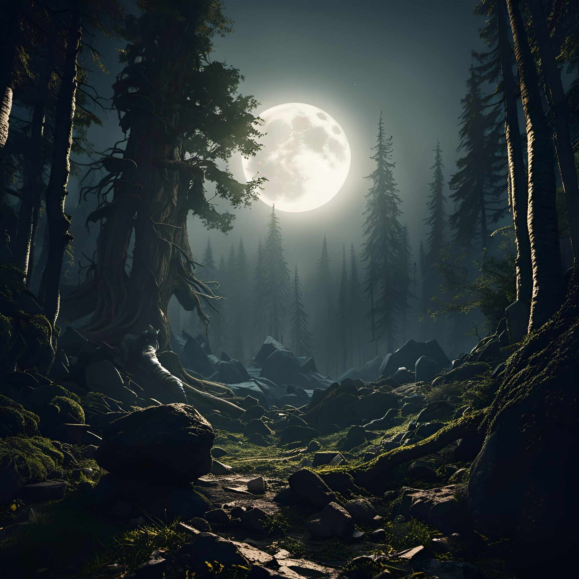 Forest Trail at Night : r/nightcafe