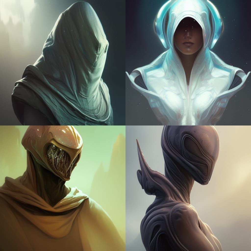 Hooded alien creature - AI Generated Artwork - NightCafe Creator