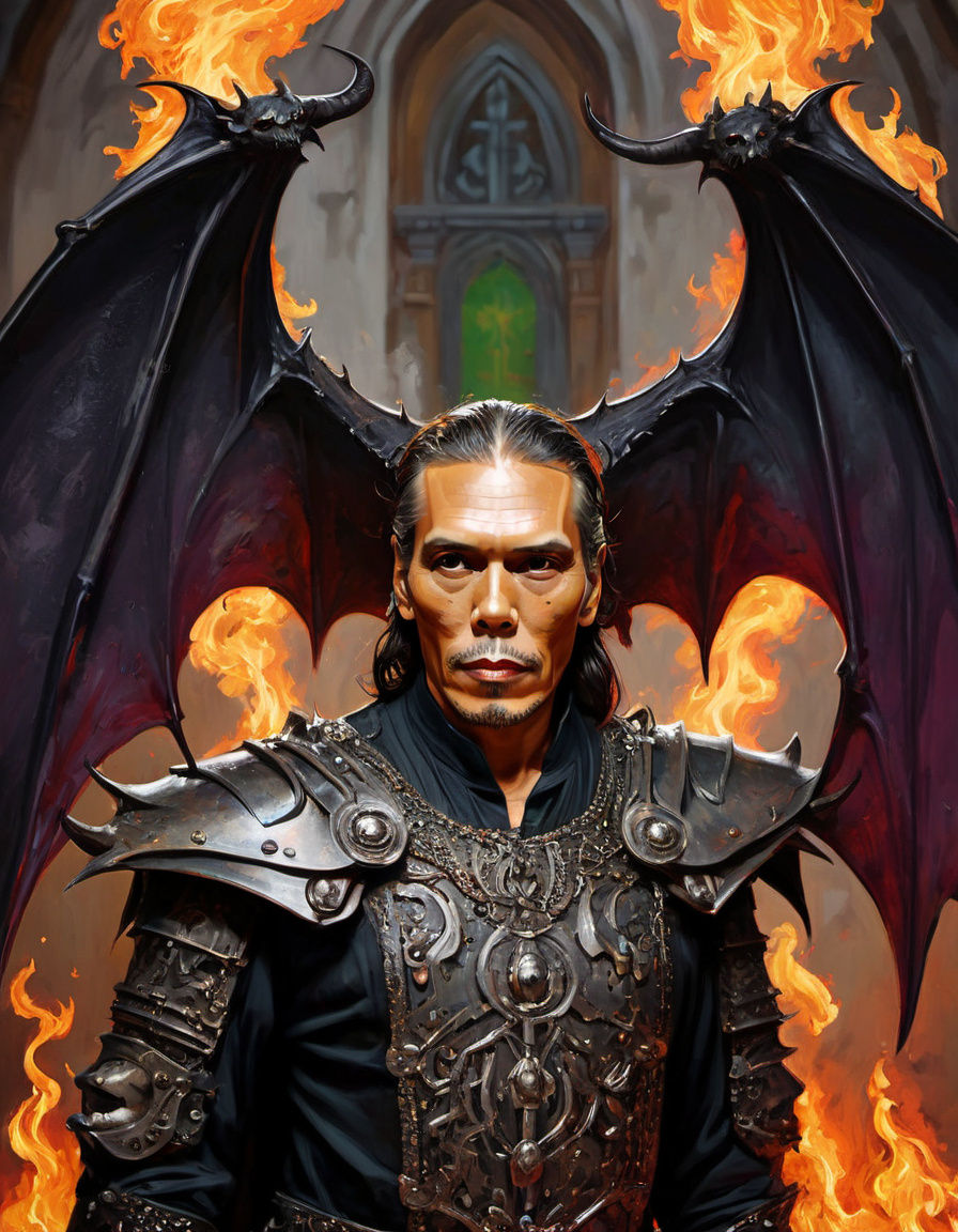 Medieval Demon in Flames - AI Art