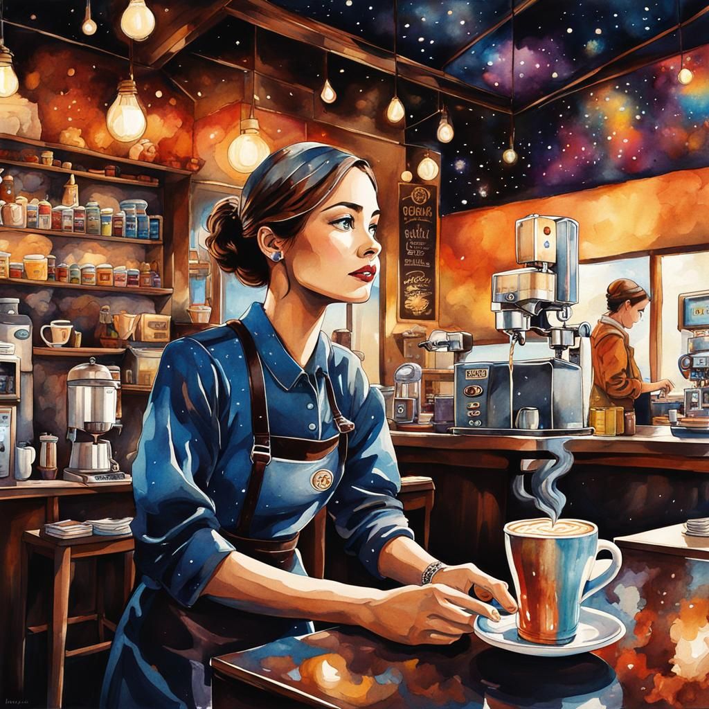 Cosmic Coffee Shop - AI Generated Artwork - NightCafe Creator