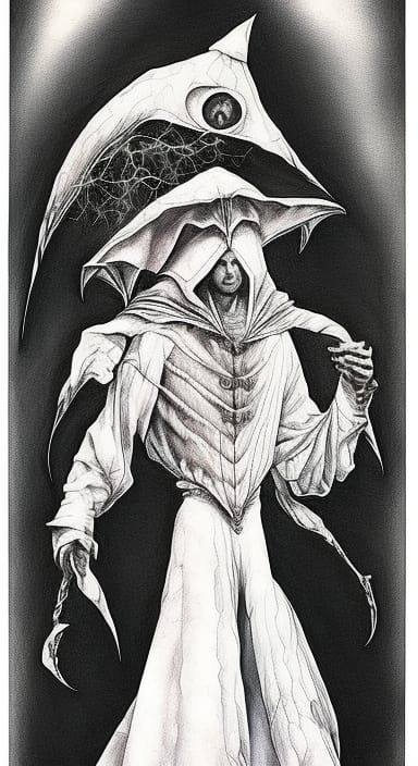 Hooded wizard pencil sketch storybook illustration by Stephan Gammell ...