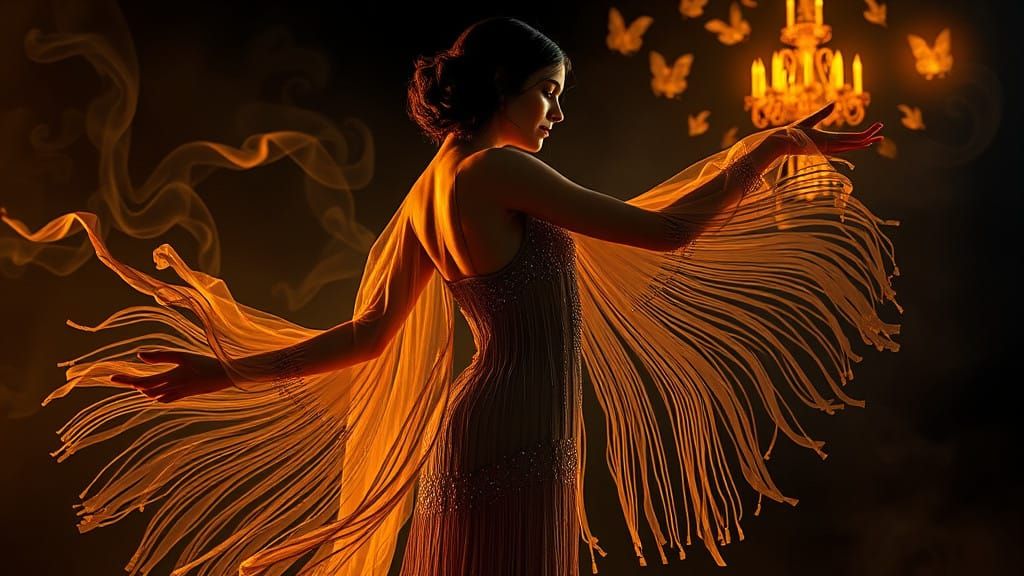 Surreal 1920s Ghostly Flapper in Dark Fantasy Conc... - AI Art