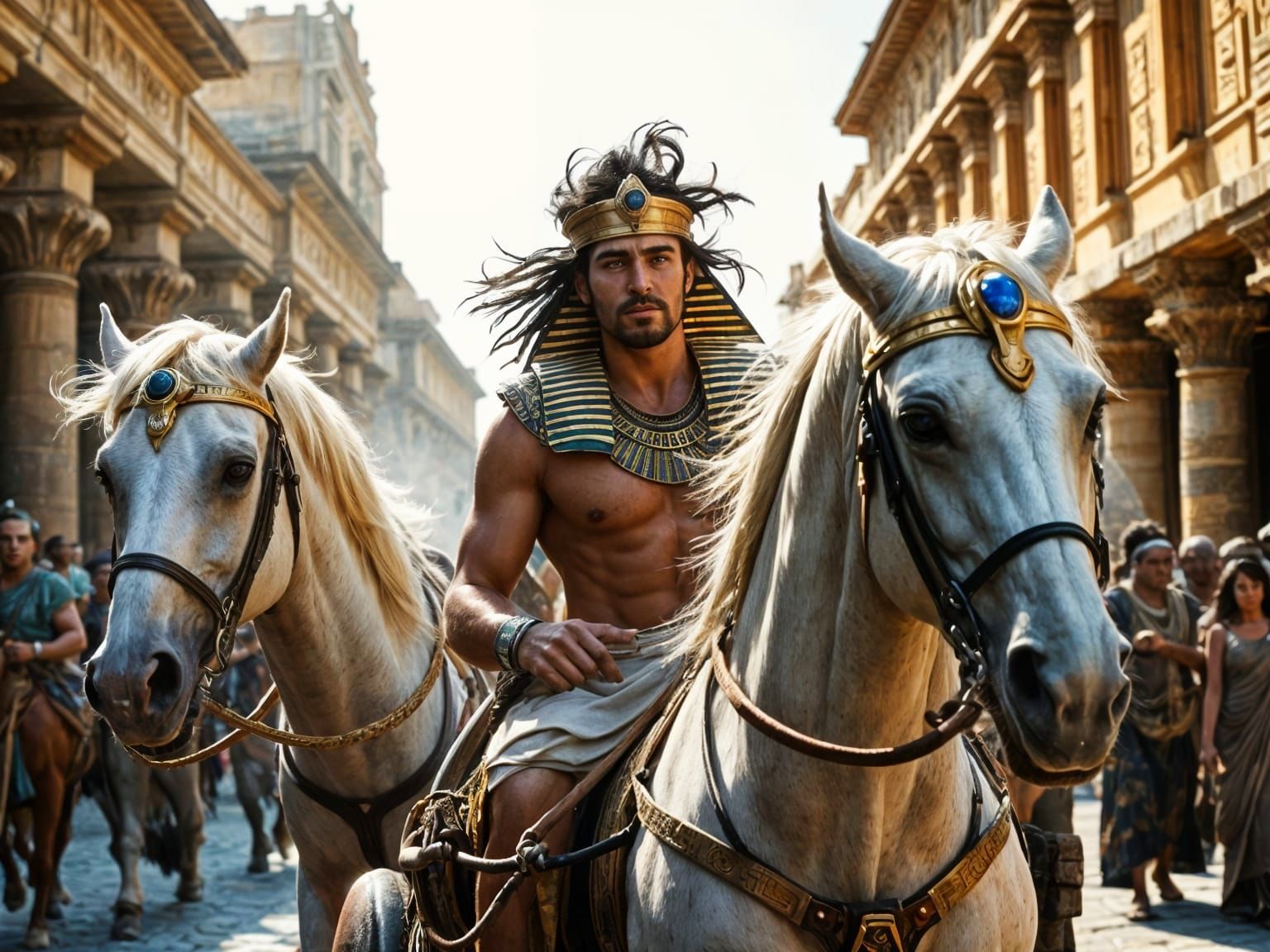 Rush hour down town Thebes. - Ancient Egyptian Pharaoh Rides...