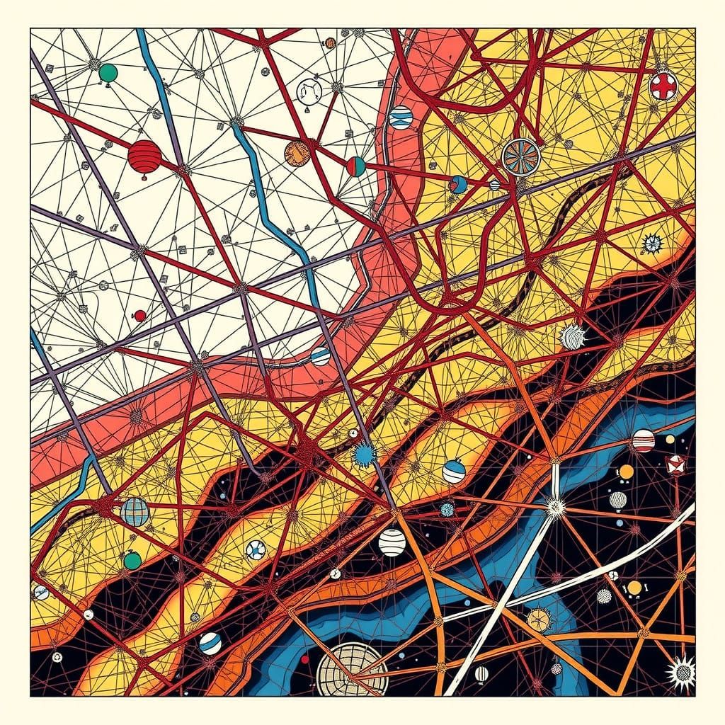 Interconnected Knowledge Network in Futuristic Cyb... - AI Art