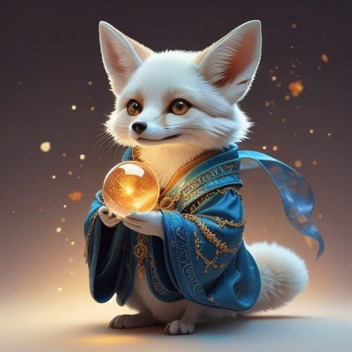 Whimsical Fennec Fox in Ethereal Raku Style - AI Art