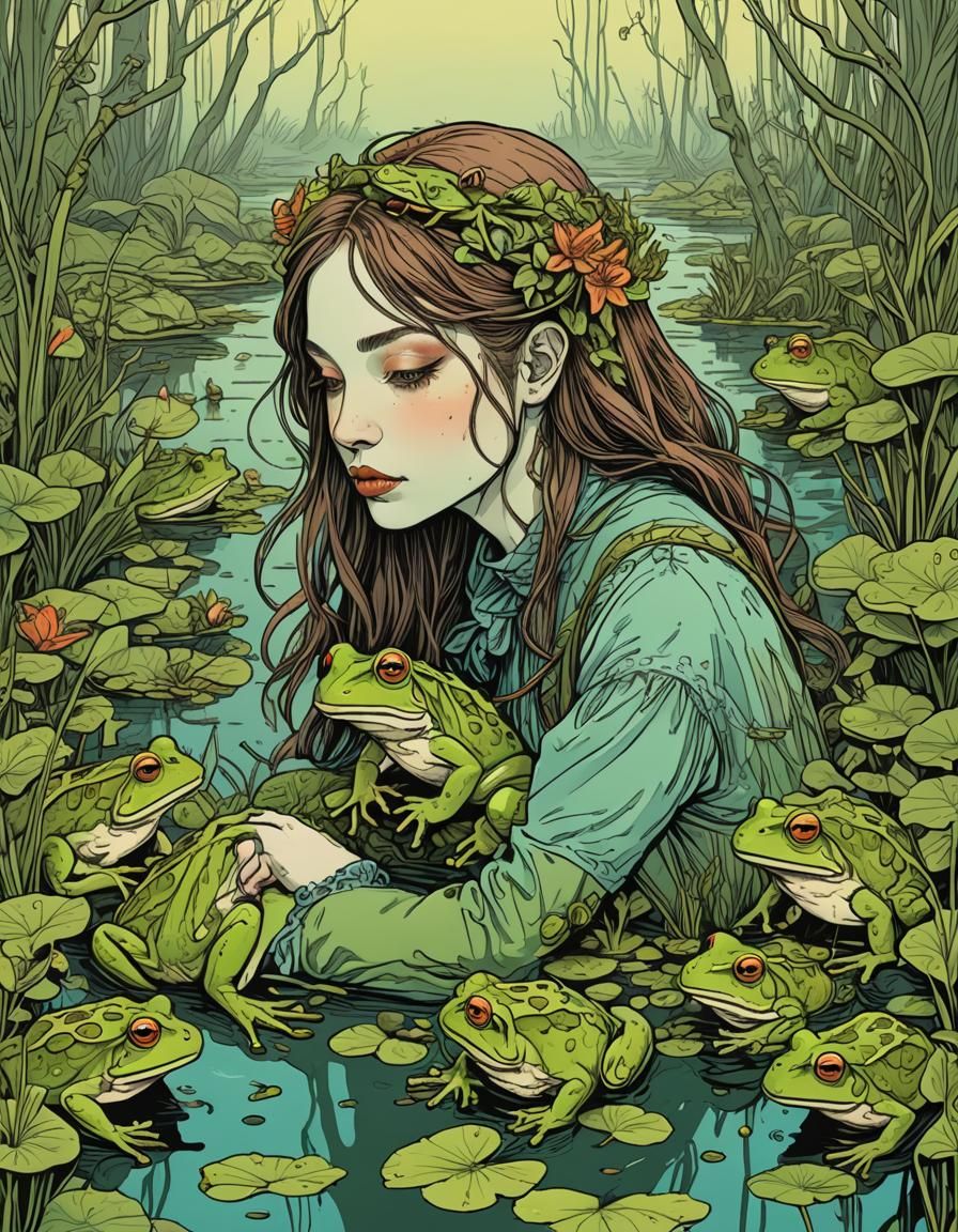 elder frog: "Make a queue! each one will have a try" - AI Generated Artwork - NightCafe Creator