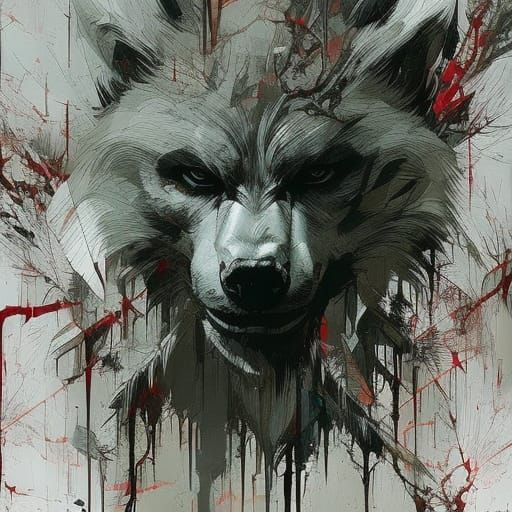 double exposure of white werewolf!!!, textured Speedpaint with large ...