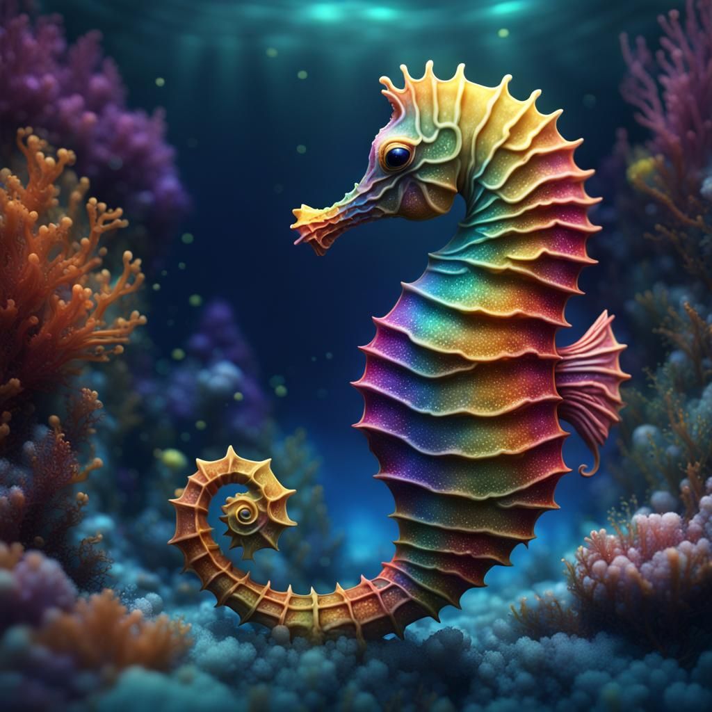 RAINBOW SEAHORSES 3 - AI Generated Artwork - NightCafe Creator