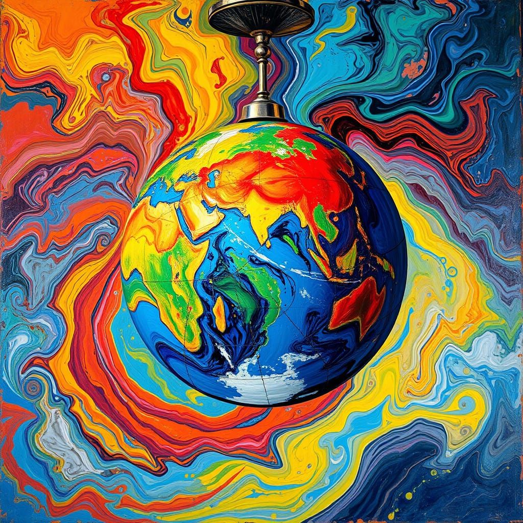 Upside down globe - Swirling Neo-Impressionist Globe Erupts ...