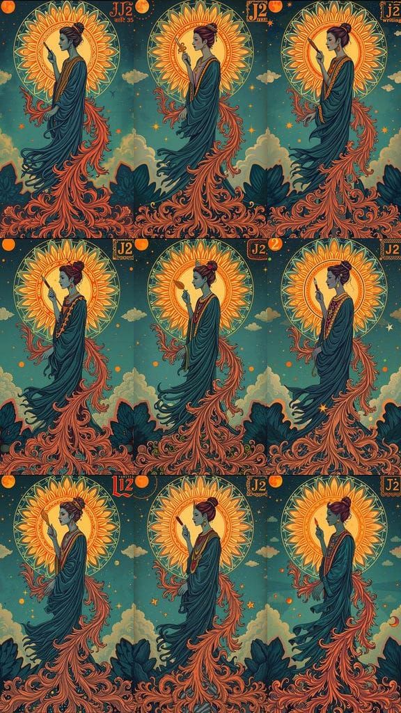 Psychedelic Goddess of Writing Logo - AI Art