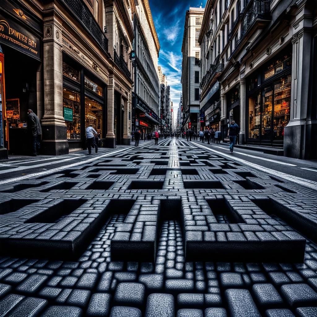 optical illusion : MAZE : Pavement : city Street - AI Generated Artwork ...