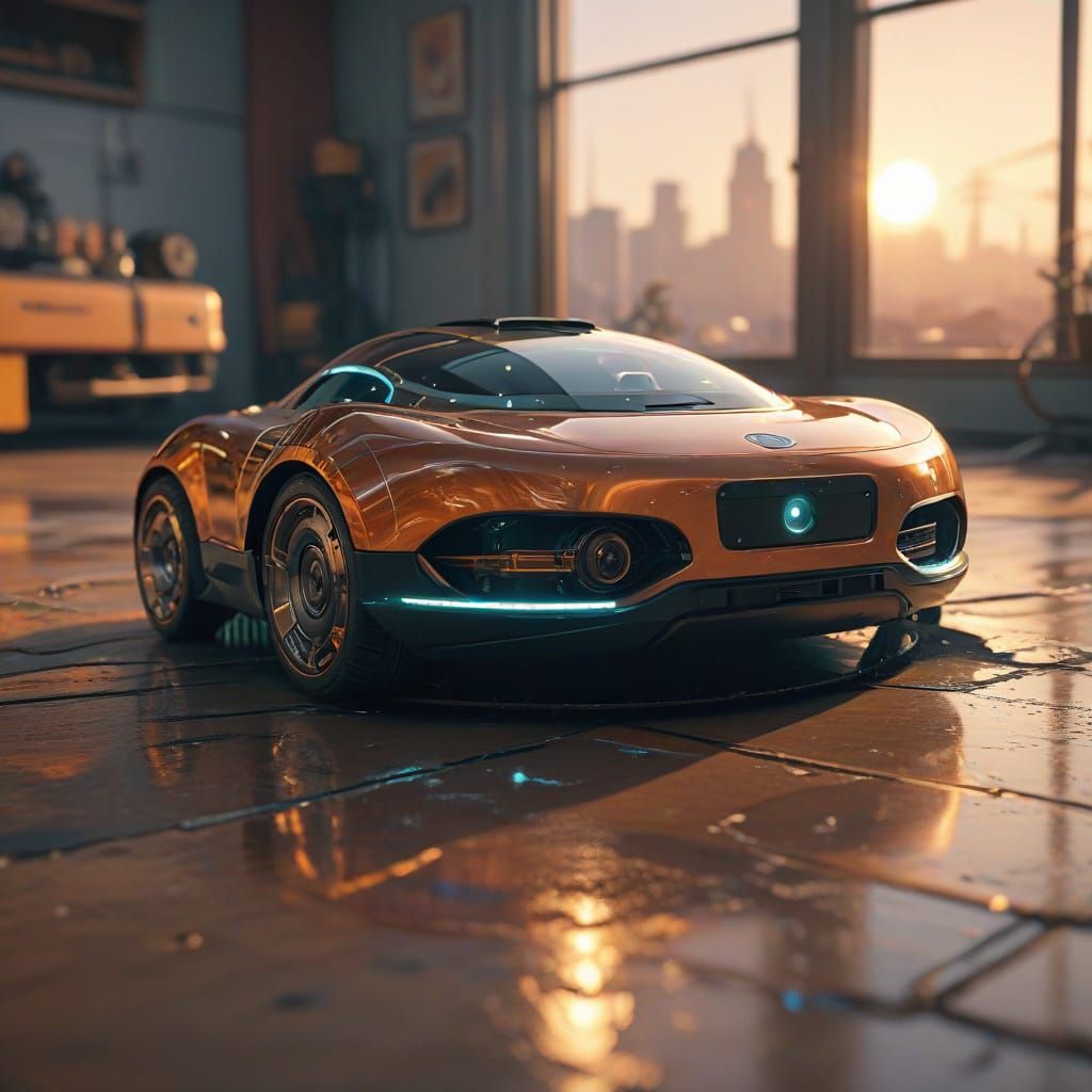 Vintage Futuristic Roomba Ad: A Shining Metallic M... - AI Art