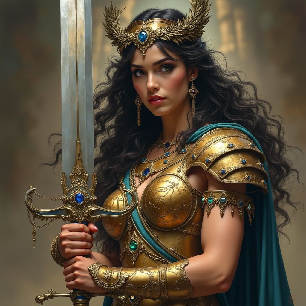 Hippolyta - Gaia as Roman Battle Queen in Fantasy Art Style